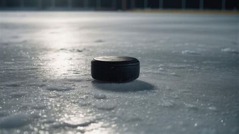 Premium Photo Close Up Of A Hockey Puck On Ice Rink