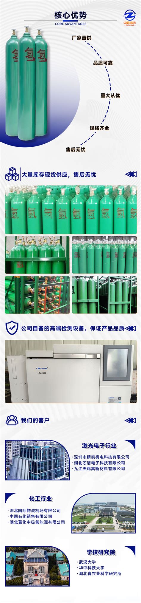 高纯氢气99 9999 （6n） 氢气 高纯气体 产品展示 武汉中鑫瑞远气体有限公司