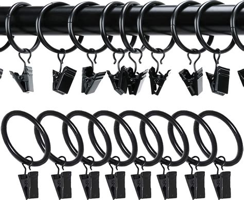 100 Pack Curtain Rings With Clips Window Clip Rings Black