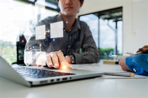 Businessman Using A Computer Analysis For Process And Workflow
