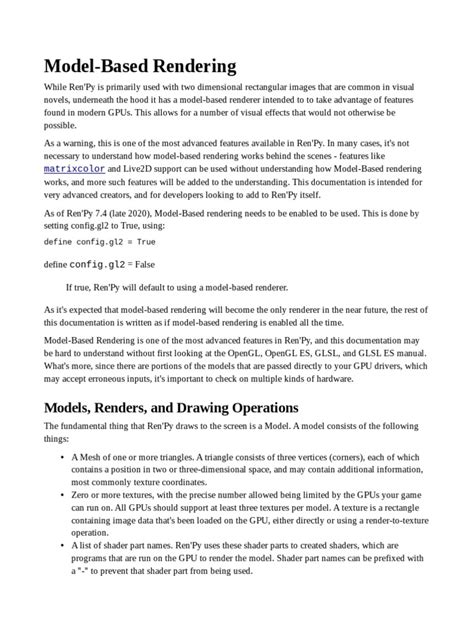 model based rendering models renders and drawing operations