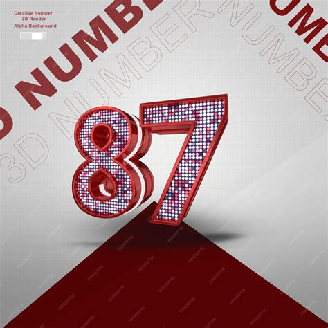 Premium Psd Red 3d Number 87