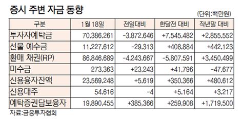 표 증시 자금 동향1월 18일 네이트 뉴스