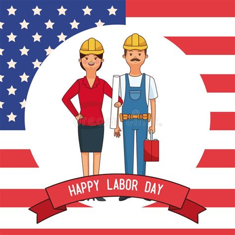 Happy Labor Day Card Stock Vector Illustration Of Construction 123601885
