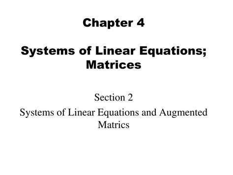 Ppt Chapter 4 Systems Of Linear Equations Matrices Powerpoint Presentation Id2914467
