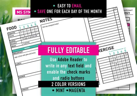 EDITABLE MS Daily Symptom Tracker Etsy