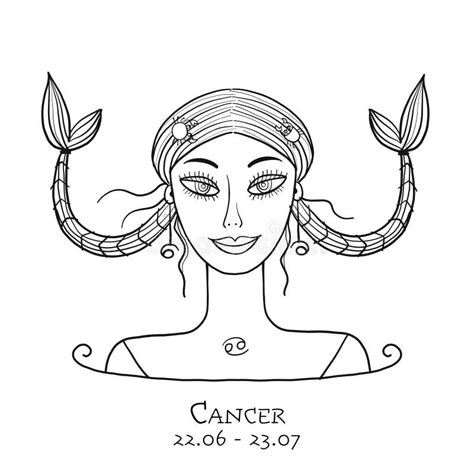 Ilustración Del Signo Del Zodiaco Del Cáncer Elemento De Agua Bello