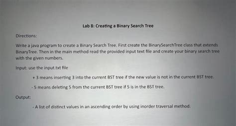 Solved Lab Creating A Binary Search Tree Directions Chegg