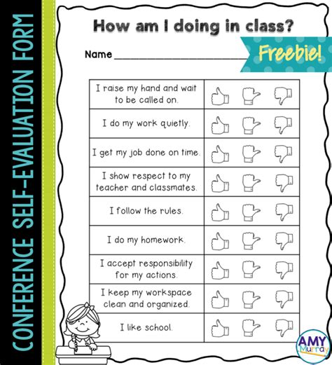 Kindergarten Self Evaluation Forms