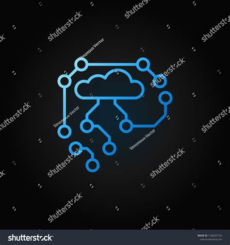 Ai Cyberbrain Blue Outline Icon Vector Stock Vector Royalty Free 1189297102 Shutterstock