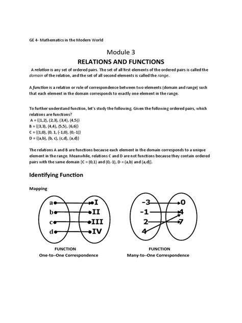 Ge 4 Relation And Function Pdf Function Mathematics Mathematical Relations