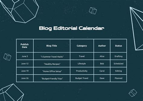 Free Basic Editorial Calendar Design Template To Edit Online