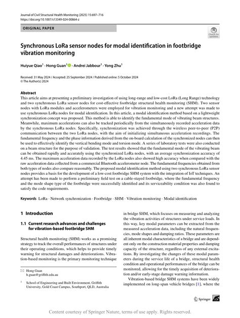 Pdf Synchronous Lora Sensor Nodes For Modal Identification In