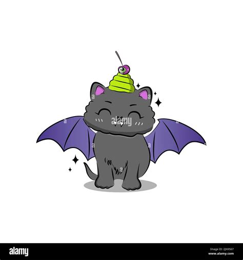 Cute Halloween Cat In Cartoon Style Vector Stock Illustration Stock