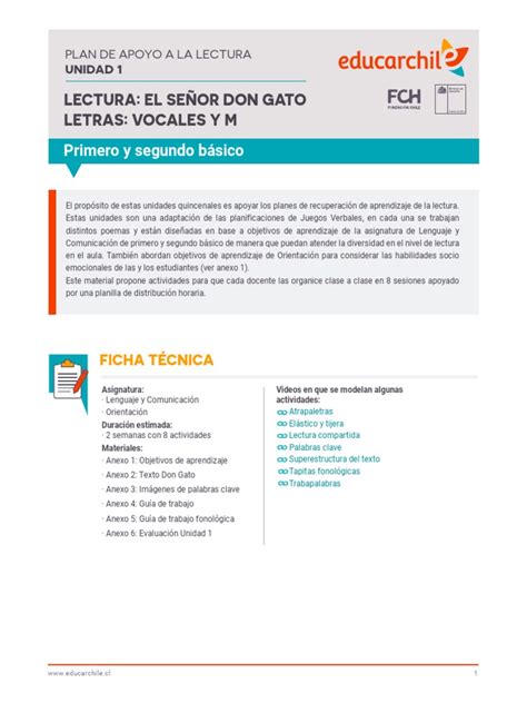 Guia1 El Señor Don Gato Pdf Fonología Comunicación