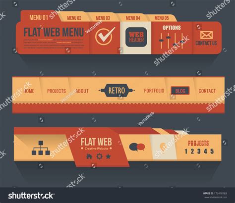 Vector Header Horizontal Web Menu Design Stock Vector Royalty Free 172418183 Shutterstock