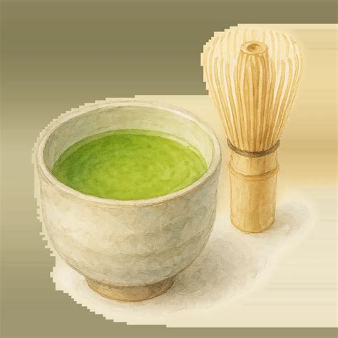 おしゃれセミリアルでかわいい抹茶と茶筅｜イラスト・フリー素材なら「シンテリ」