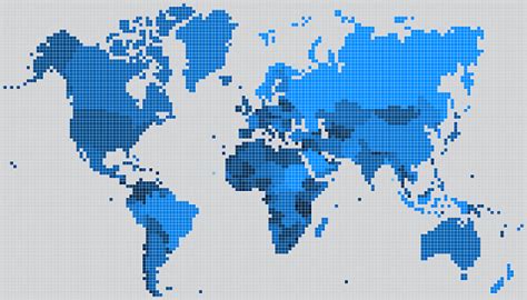 白い背景上の正方形の世界地図をブルーベクトル イラスト 世界地図のベクターアート素材や画像を多数ご用意 世界地図 ピクセル化 地図
