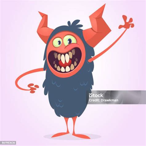 성 난 만화 검은 괴물 Screanimg입니다 성 난 괴물 식 소리 할로윈 문자입니다 벡터 일러스트 레이 션 검은색에 대한 스톡
