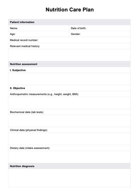 Nutrition Care Plan