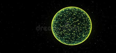 Digital Network Sphere With Glowing Nodes And Connections Representing