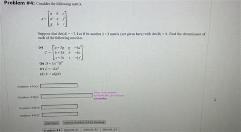 Solved Problem Consider The Following Matrix Chegg