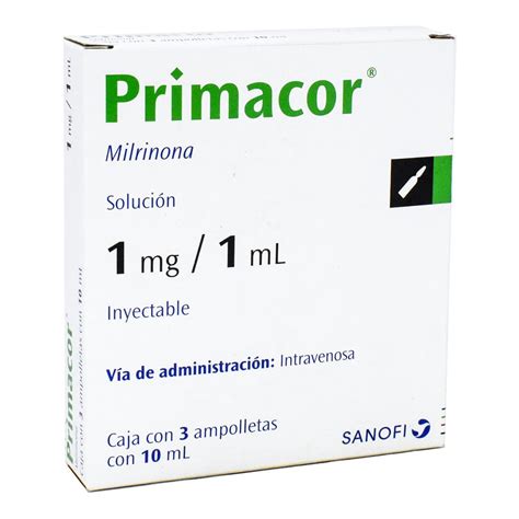 Primacor 1 Mg1 Ml Solución Inyectable 3 Ampolletas 10 Ml Farmacia Coyoacán