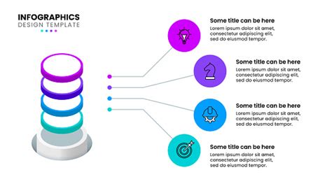 Infographic Template 4 Isometric Circles In A Column Vector Stock