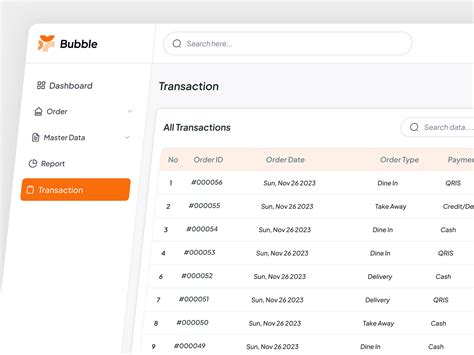 Bubble Point Of Sales Saas Admin Dashboard Transaction Page By