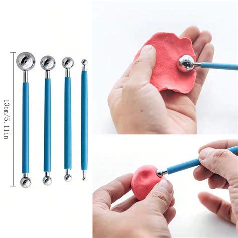 9pcsset Pottery Tools Silicone Dotting Pen Steel Ball Stylus