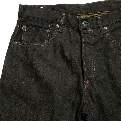 Oni Denim Super Wide Straight 12oz Black X Olive Selvedge Denim
