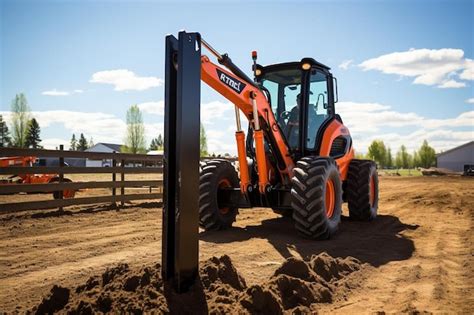 Premium Photo Skid Steer Loader Installing Fence Posts