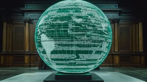 Exhibition Display Featuring An Illuminated Globe With Modern Design And Data Visualization