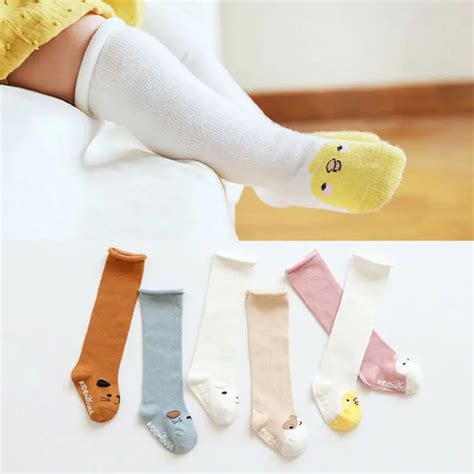 봄 가을 Unisex 아기 소년 긴 양말 패션 만화 고양이토끼여우 다람쥐 어린이 양말 무릎 높은 면화 아이 소녀 양말양말