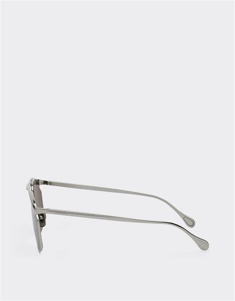 Ferrari Sunglasses In Gunmetal Grey Metal With Polarised Silver Mirror