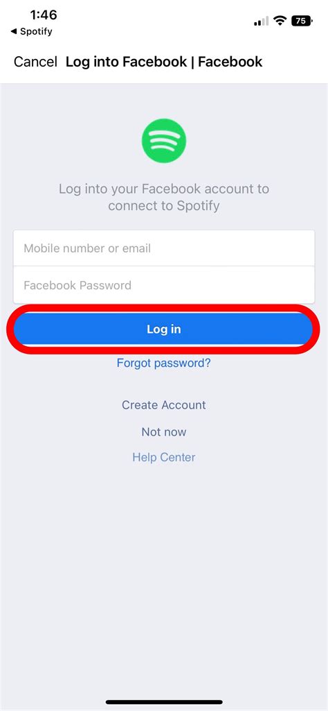 Spotify Through Facebook Log In