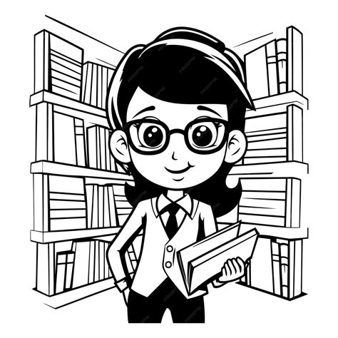Premium Vector Girl Student With Glasses And Book Design School
