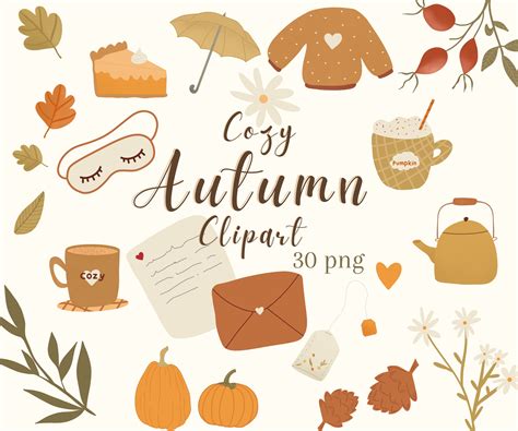 Cute Autumn Clipart Fall Png Elements 300dpi 30 Clip Art Pumpkin Pie