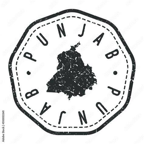 Punjab India Map Stamp Retro Postmark Silhouette Postal Passport