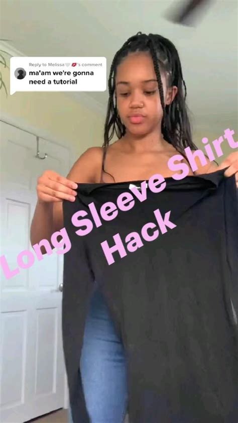 Long Sleeve Shirt Hack Long Sleeve Shirt Diy Shirt Hacks Long Shirt