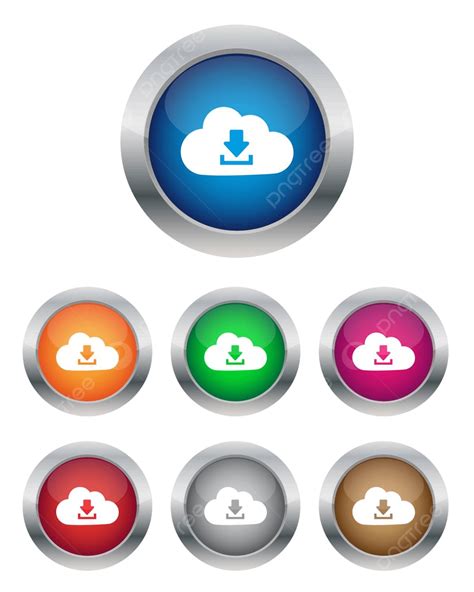 Download From Cloud Buttons Vector Glossy Chrome Vector Vector Glossy Chrome Png And Vector