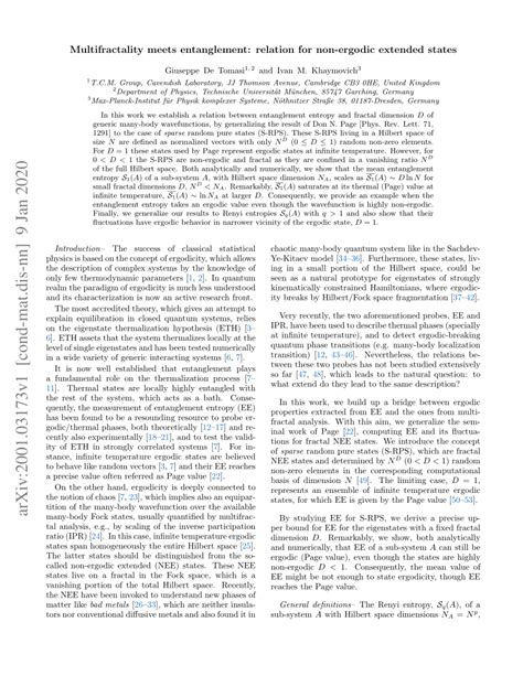 Pdf Multifractality Meets Entanglement Relation For Nonergodic Extended States