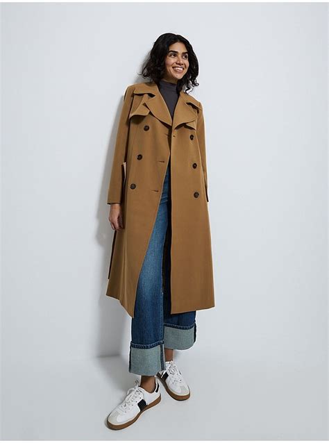 Tan Crepe Belted Trench Coat Women George At Asda