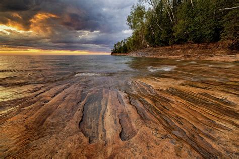 Lake Superior Sunset Over Sandstone Photograph By Craig Sterken Fine