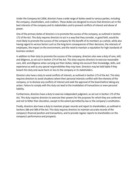 Director Duties Notes Pdf Legal Remedy Board Of Directors