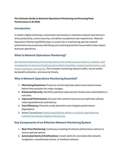 The Ultimate Guide To Network Operations Monitoring And Ensuring Peak Performance In Ai Nocdocx