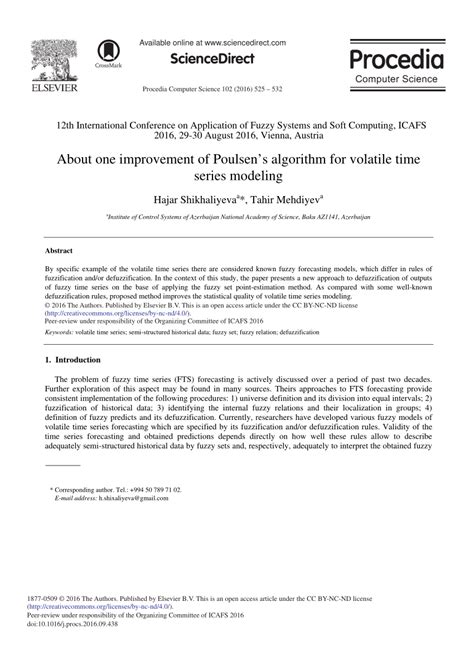Pdf About One Improvement Of Poulsens Algorithm For Volatile Time