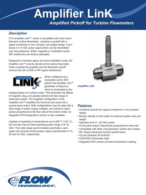 Db Amplifier Link Pickoff Revp Pdf Amplifier Flow Measurement