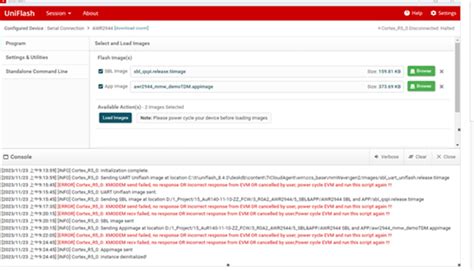 Awr2944 Uniflash Error Case Sensors Forum Sensors Ti E2e Support