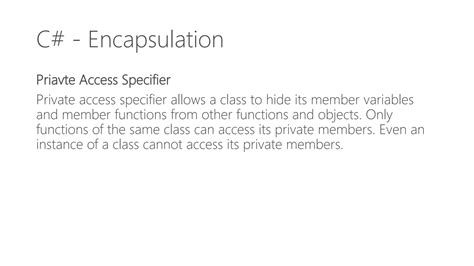 Learn C Programming Encapsulation And Methods Ppt